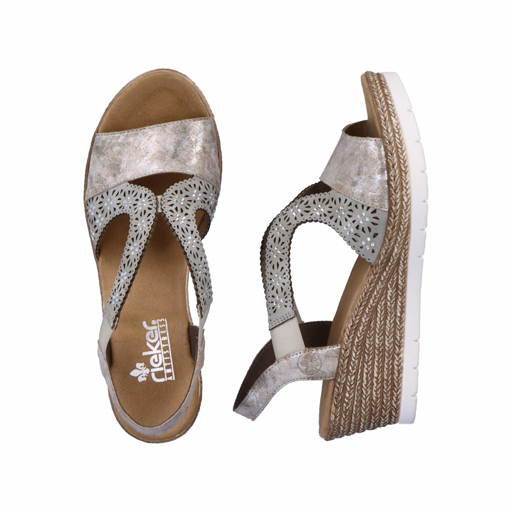 Soňa - Sandále - Dámske sandále na platforme Rieker 61916-91 ružové